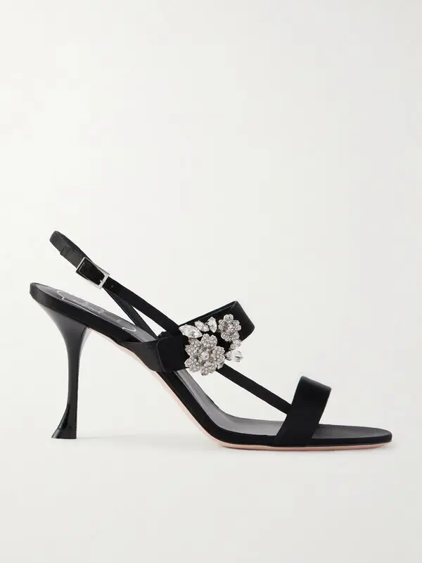 ROGER VIVIER Mini Bouquet 85 Crystal-embellished Satin Sandals