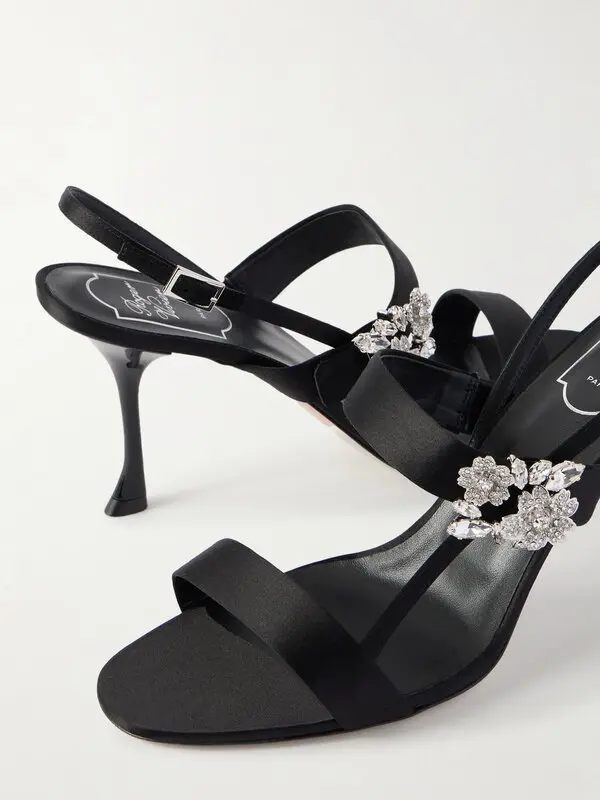 ROGER VIVIER Mini Bouquet 85 Crystal-embellished Satin Sandals