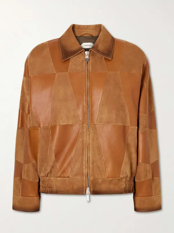 Versace Paneled Suede And Leather Jacket