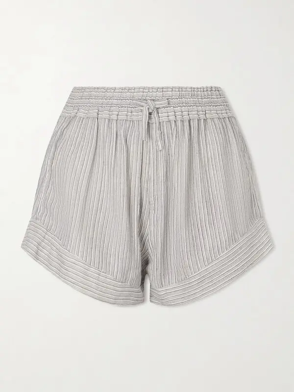 MARANT ETOILE Striped Cotton Drawstring Shorts - Gray