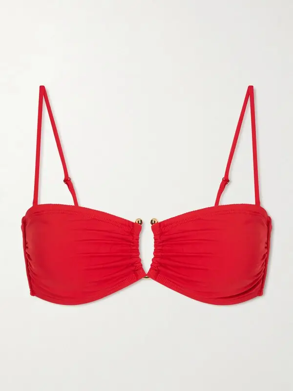 NILI LOTAN Embellished Bikini Top - Red