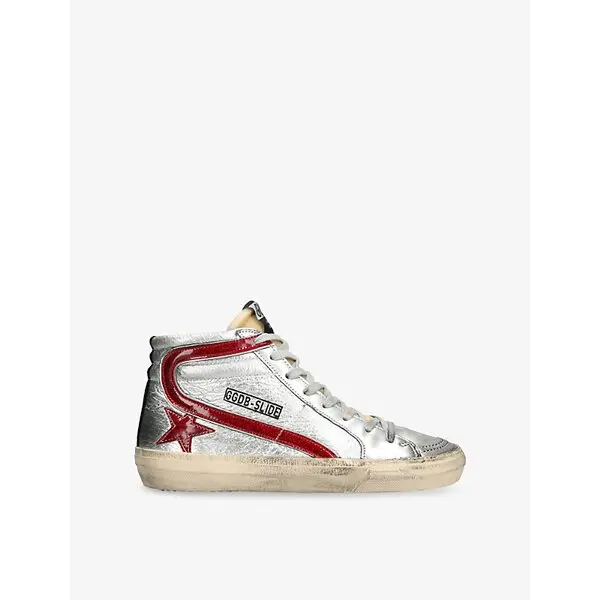 GOLDEN GOOSE Metallic-leather High-top Trainers - Silver Com