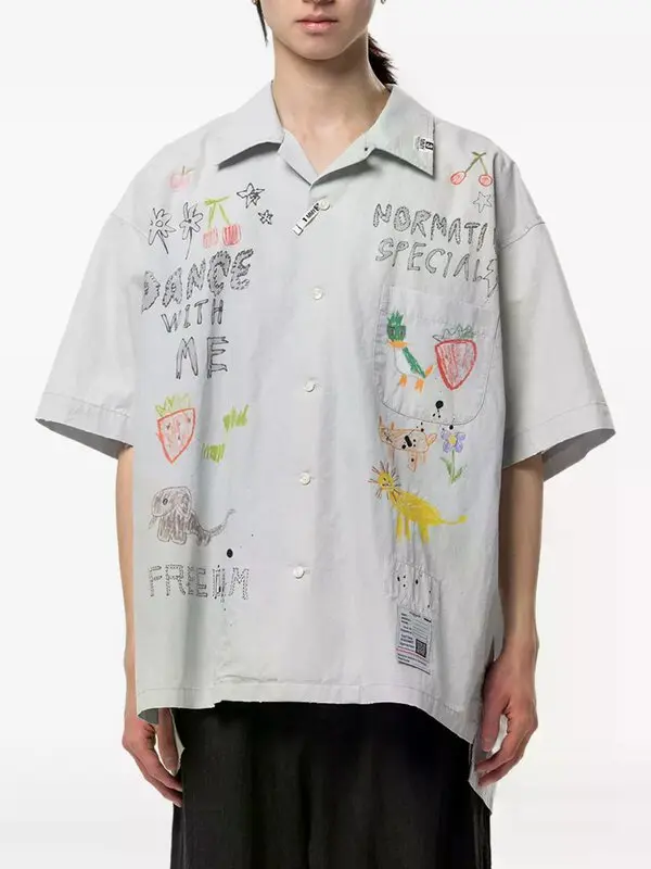Mihara Yasuhiro Hand Drawing Print Shirt - Grey
