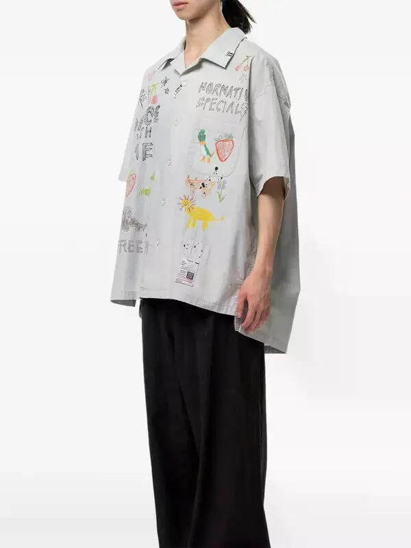 Mihara Yasuhiro Hand Drawing Print Shirt - Grey