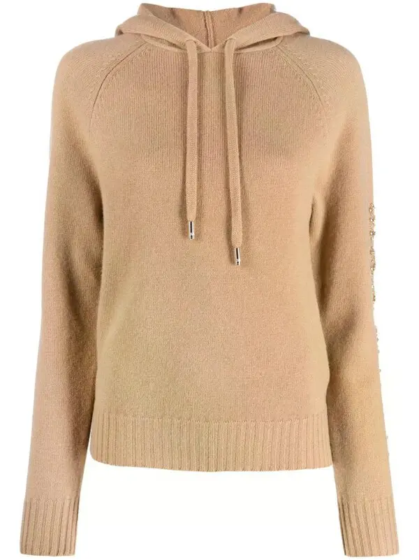 Max Mara Crystal-embellished Knitted Hoodie