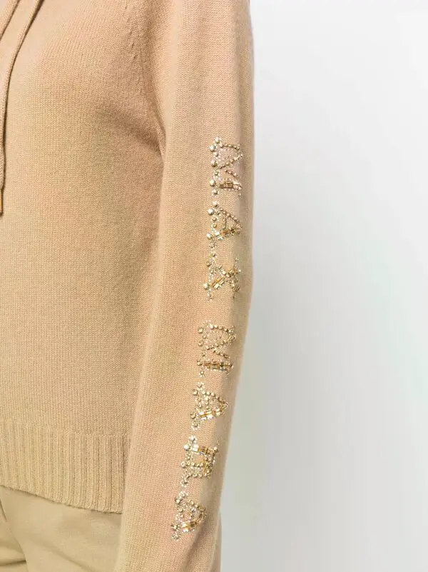 Max Mara Crystal-embellished Knitted Hoodie