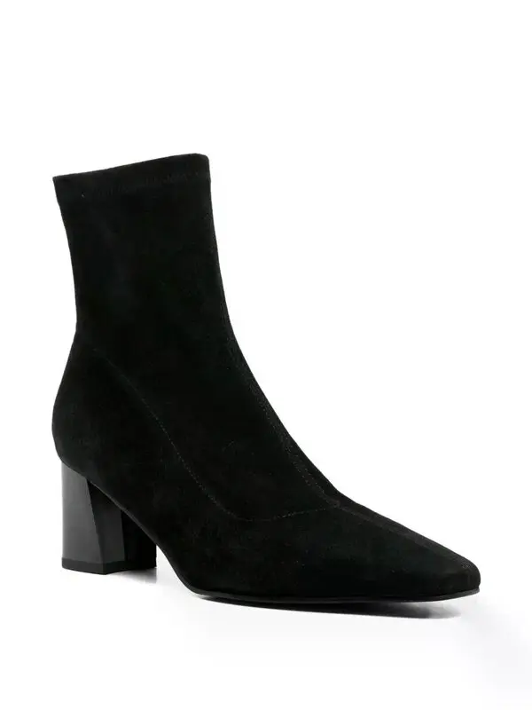 LINDA BAUMANN Suede Block Heel Pointed Toe Ankle Boots