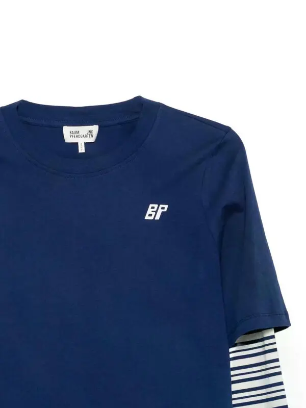 Baum Und Pferdgarten Striped Logo T-shirt - Blue