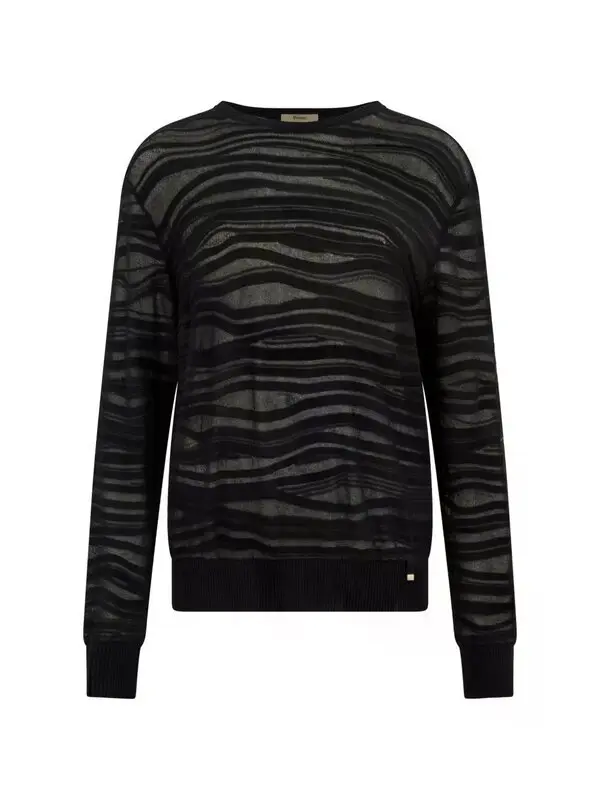 Herno Striped Round-neck Sweater - Black