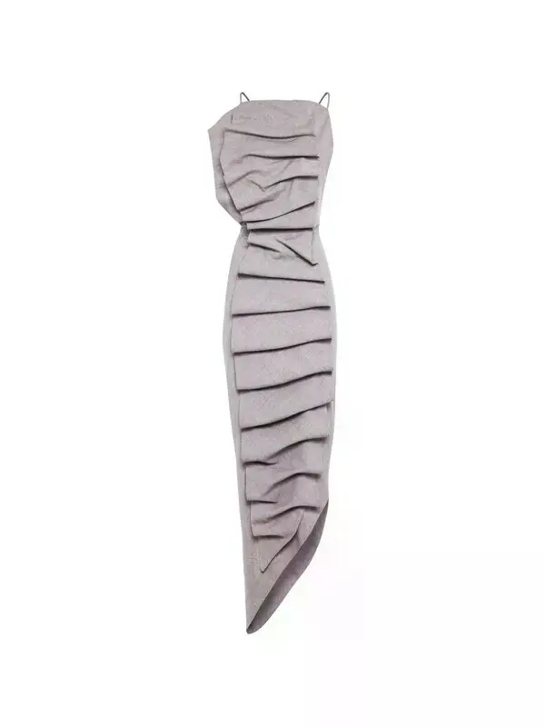 A.W.A.K.E. Mode Draped-detail Asymmetric Midi Dress - Grey