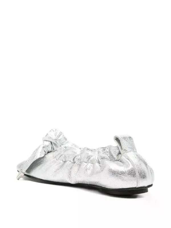 Toga Metallic Cracked Bow Ballet Flats - Silver