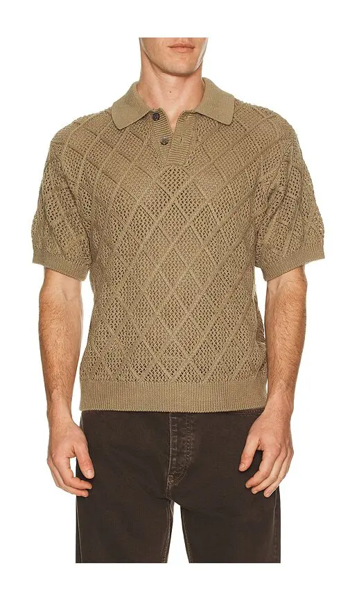 Obey Eryk Knitted Polo In . Also - Brown