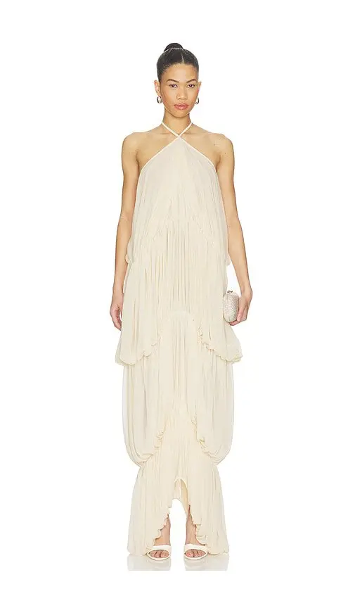 Ronny Kobo Bia Halterneck Tulle Gown - Ivory