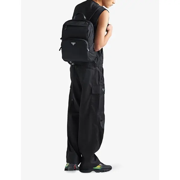 Prada Re-nylon Logo-embellished Woven Backpack
