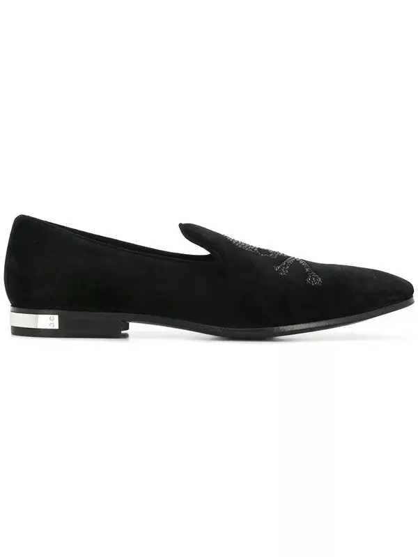 Philipp Plein Martin Suede Loafers With Crystal Skull Detail - Black