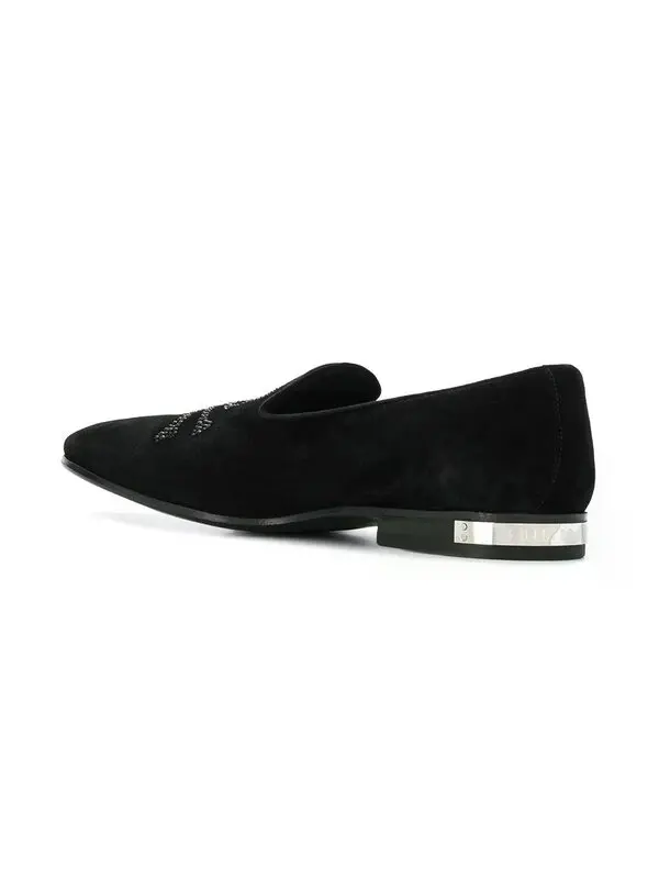 Philipp Plein Martin Suede Loafers With Crystal Skull Detail - Black