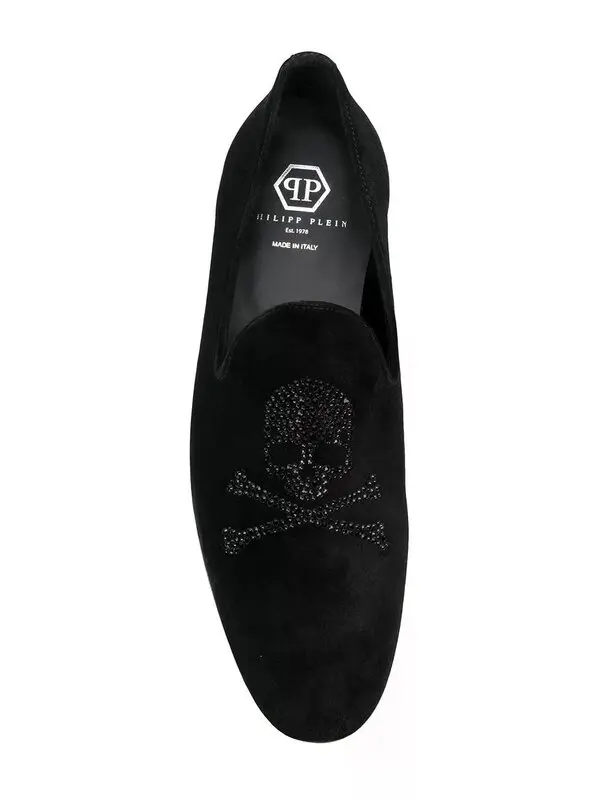 Philipp Plein Martin Suede Loafers With Crystal Skull Detail - Black