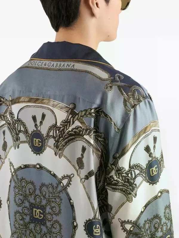 Dolce & Gabbana Cargo-print Silk Twill Shirt