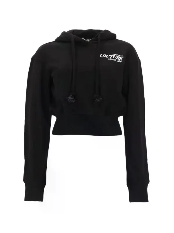 Versace Cropped Hooded Sweater - Black