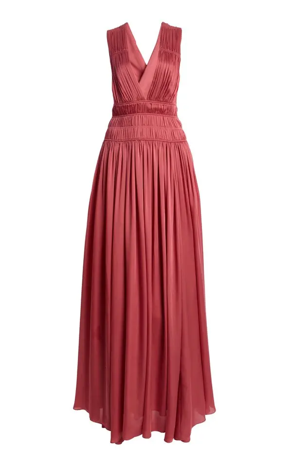 Ulla Johnson Boheme Pleated Silk Gown - Red