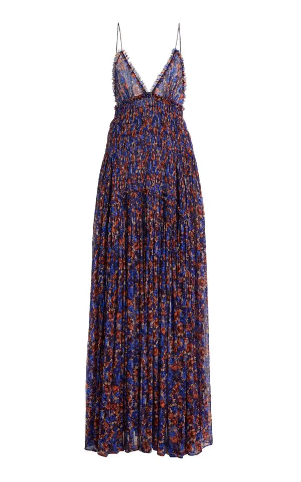 Ulla Johnson Atrani Pleated Silk Gown - Blue