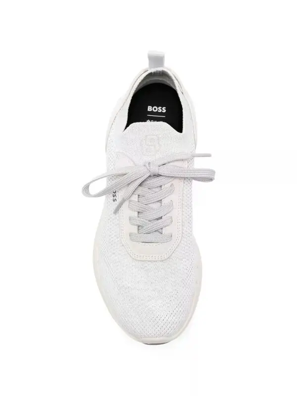 BOSS Lace-up Flat Sole Sneakers With Pull Tab