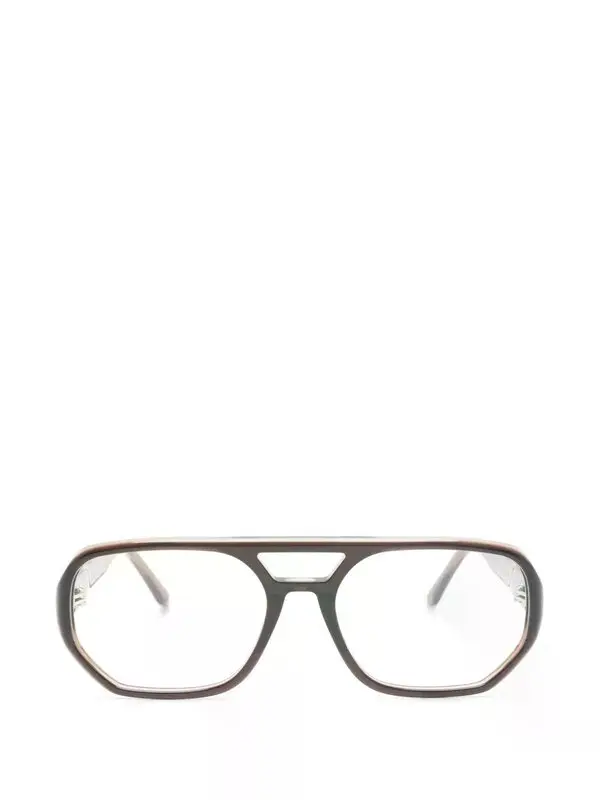 LESCA Fefe Double-bridge Eyeglasses - Brown