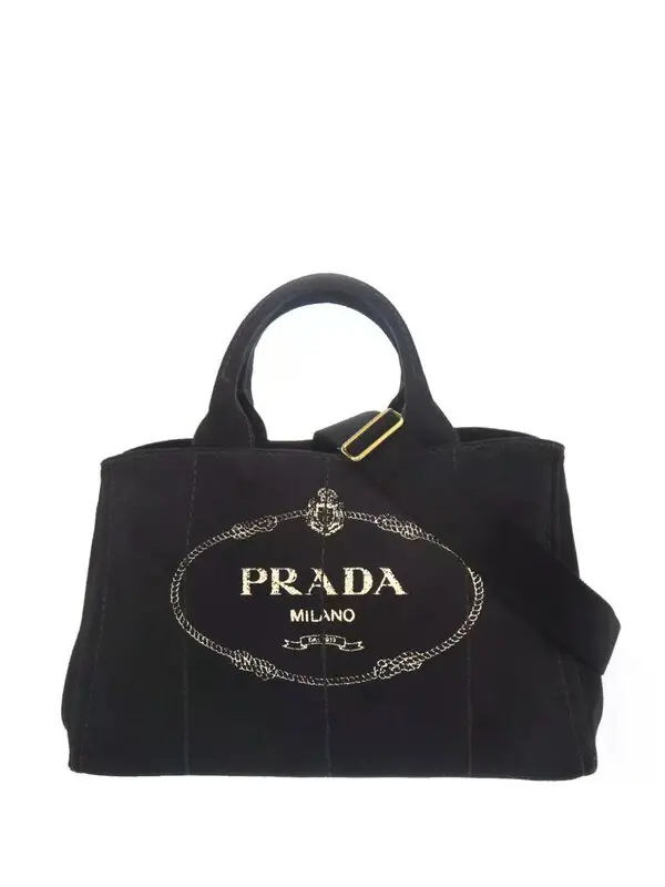 Prada Canvas Canapa Logo Satchel - Black