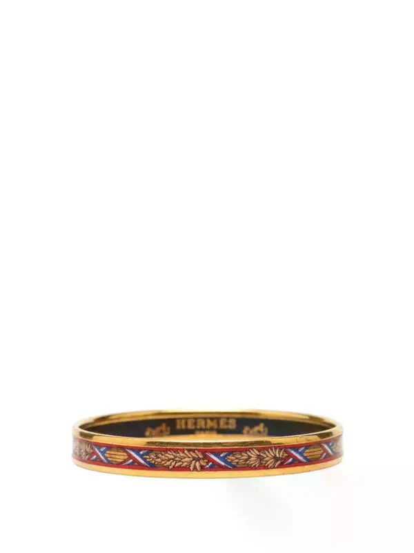 Hermès 20th Century Liberte Egalite Fraternite Enamel Bangle Bracelet - Red