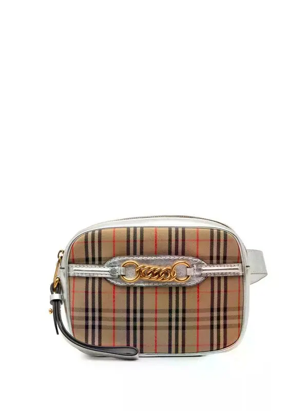 Burberry Haymarket Check Canvas 1983 Link Belt Bag - Silver
