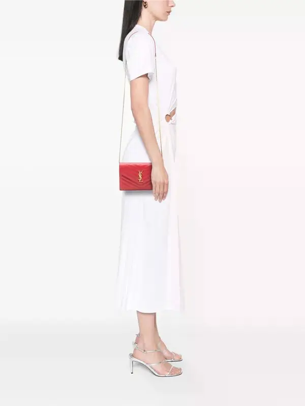 Saint Laurent 2016 Grain De Poudre Cassandre Envelope Chain Wallet - Red