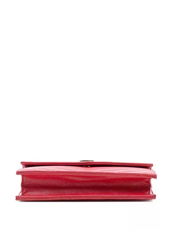 Saint Laurent 2016 Grain De Poudre Cassandre Envelope Chain Wallet - Red