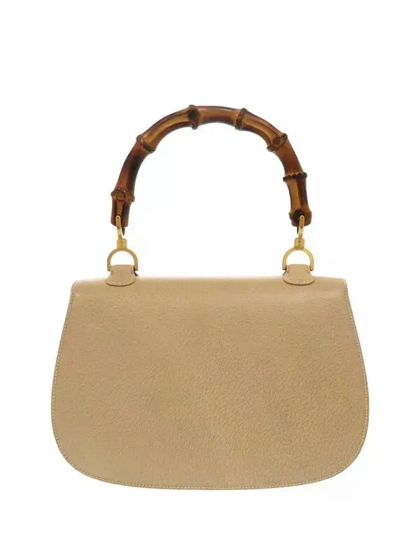 Gucci 20th Century Grained Calfskin Bamboo Night Satchel - Neutrals