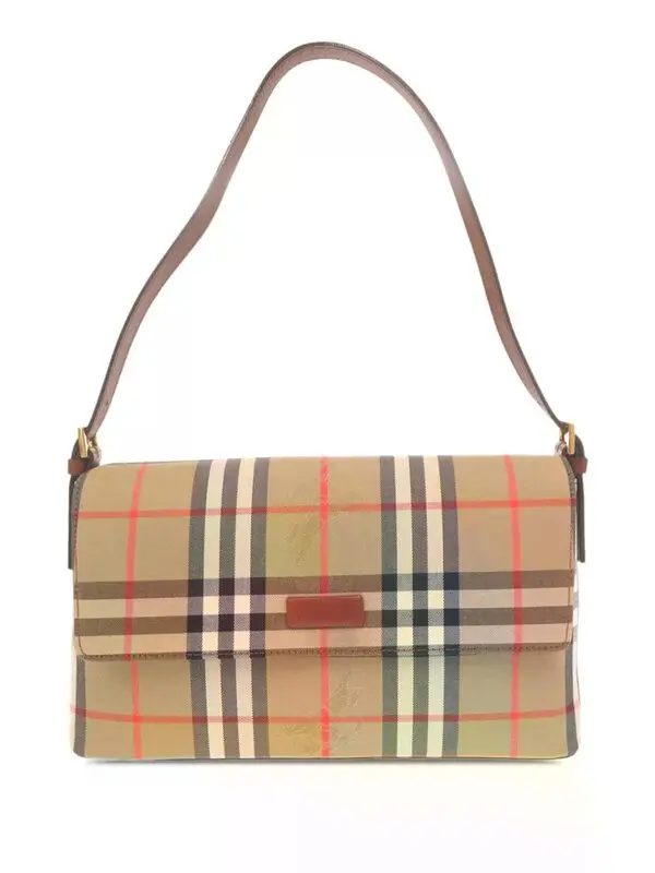 Burberry Haymarket Check Canvas Flap Bag - Neutrals