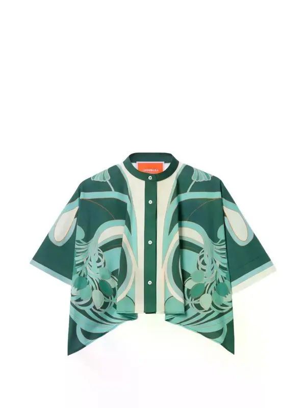 La DoubleJ Cropped Foulard Shirt With Floral Print