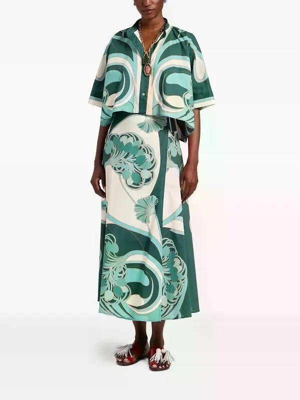 La DoubleJ Cropped Foulard Shirt With Floral Print