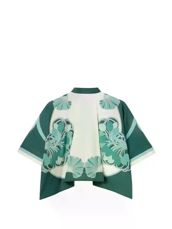 La DoubleJ Cropped Foulard Shirt With Floral Print
