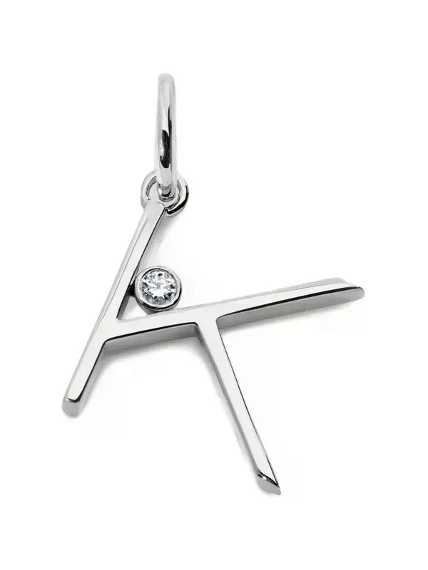 Monica Vinader Tone Solitaire Diamond Initial Pendant - Silver