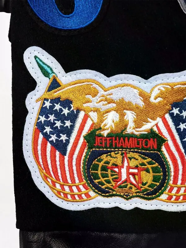 JEFF HAMILTON Nba Collage Wool Jacket With Leather Trim - Black