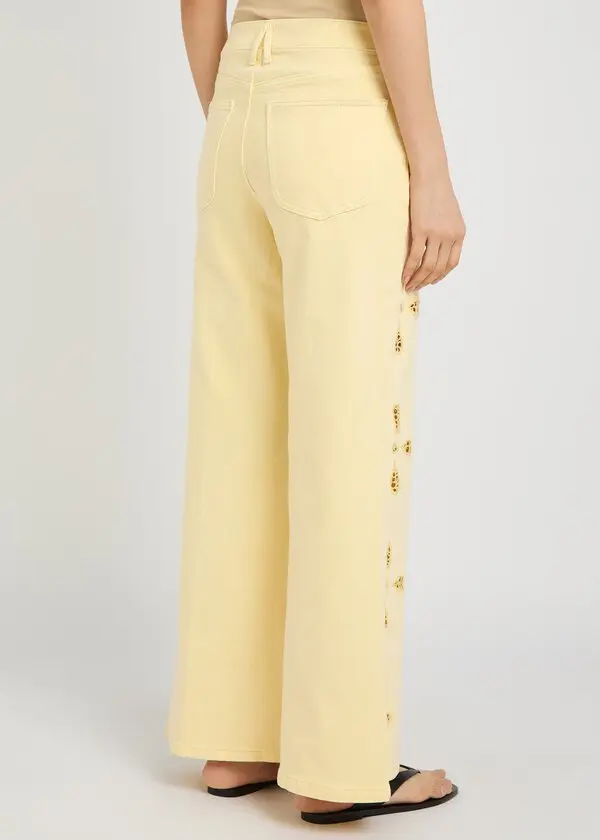 Good American Embroidered Wide-leg Denim Jeans