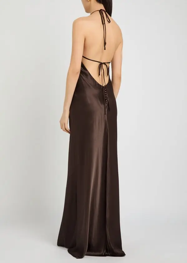 REFORMATION Halterneck Silk Maxi Dress