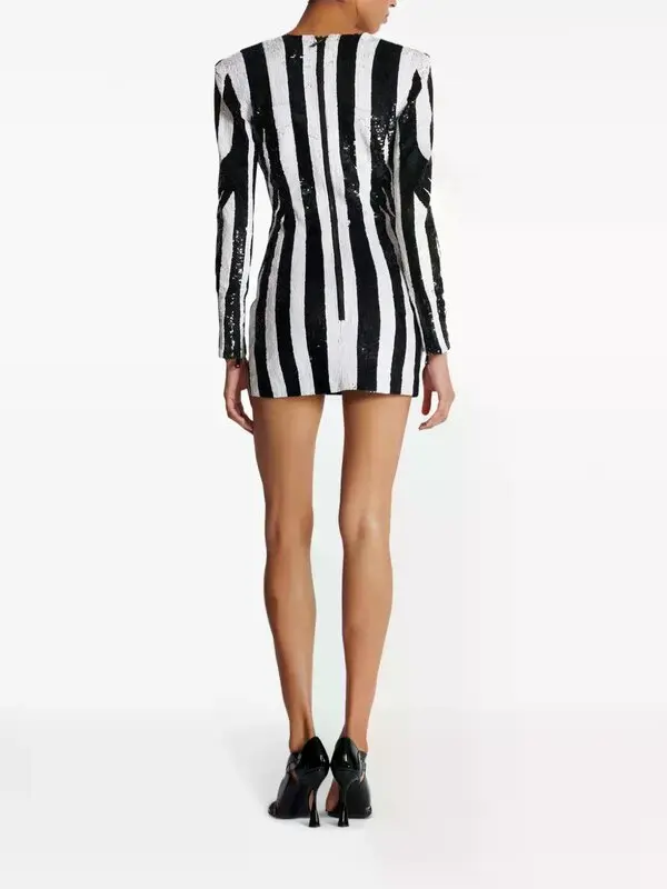 Balmain Embroidered Stripe Sequin Dress