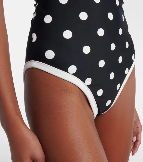 SELF-PORTRAIT Polka Dot Strapless Swimsuit - Black