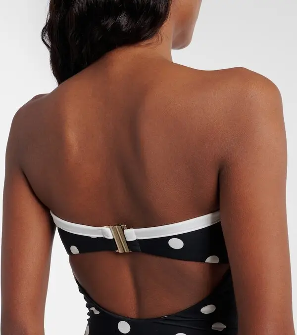 SELF-PORTRAIT Polka Dot Strapless Swimsuit - Black