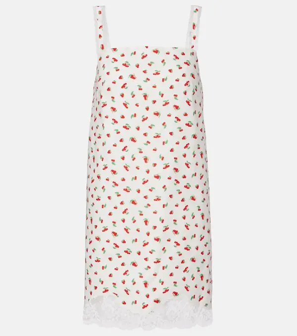 Posse Delia Lace-trimmed Printed Cotton Mini Dress - Multicoloured
