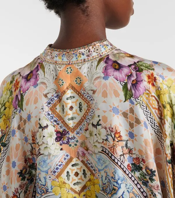 Camilla Embellished Printed Silk Blouse - Multicoloured