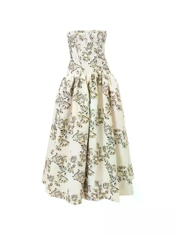 Carolina Herrera Lurex Trellis Jacquard Strapless Dress - Neutrals