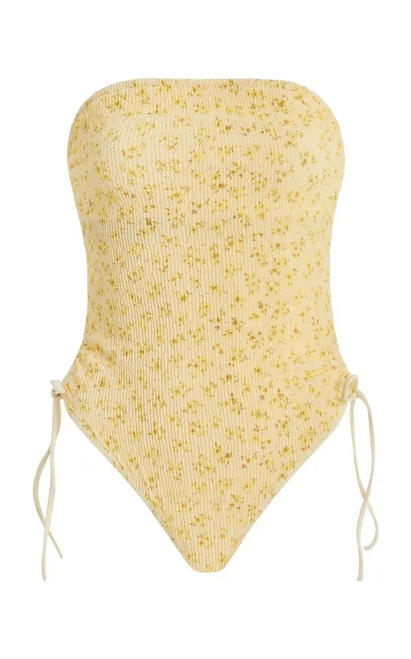 ELCE Vera Strapless Floral One-piece Swimsuit - Yellow