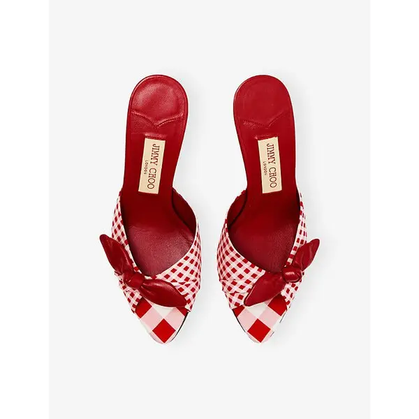 JIMMY CHOO Livi 85 Wedge Gingham Woven Heels