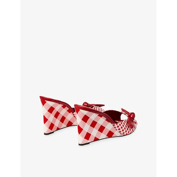 JIMMY CHOO Livi 85 Wedge Gingham Woven Heels